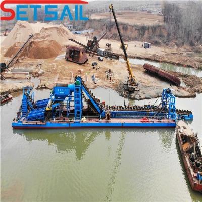 China Chain Bucket Lake Mining Gold Diamond Ship with Agitation Chute Lifting Motor Power for sale