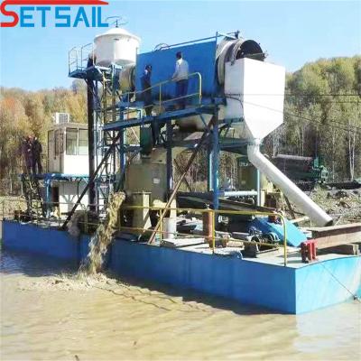 China 5.5kw-20kw Durm Screen Power Reservoir Chain Bucket Mining Dredger for Lake Gold for sale
