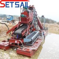 China Lake Chain Bucket River Gold Mining Dredger with Drum Screen Length 1.4mx1.2m-2.6mx1.5m for sale