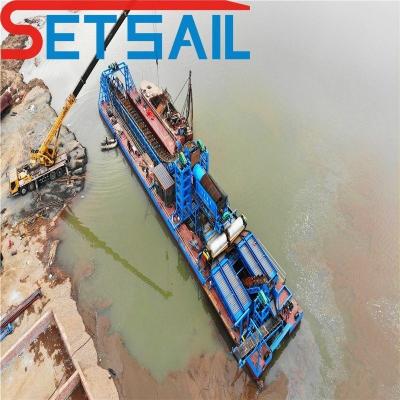 China 200ton /H Chain Bucket Gold and Diamond Dredger with Injection Pump Power 7.5kw-50kw for sale