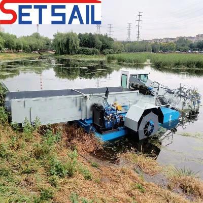 China Hydraulic Self Propelled Aquatic Trash Harvester for Reed Hyacinth Floating Waste for sale