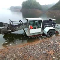 China Semi-Automatic Hydraulic Aquatic Plant Weed Harvester for River Reed/Hyacinth/Garbage for sale