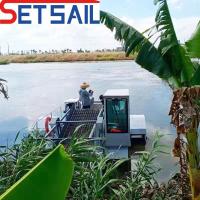 China 12kn/H Floating Weeds Water Hyacinth Harvester for Lake Usage Cutting Width 3m-6m for sale