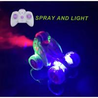 China 2.4G Remote Control Stunt Car with 360° Rotation, LED Lights, Music & Spray Function - 18 Min Playtime, 50m Range for sale