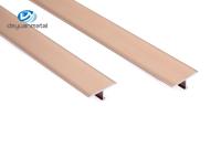 China 6063 Aluminum Rose gold T Profiles T5 Temper Andizing T Shape Metal Transition Trim For Hotel Wall Decoration for sale