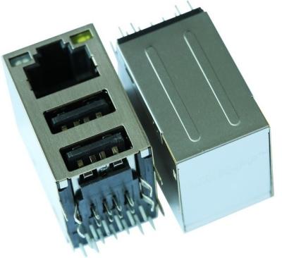 China JFM38U1M-21GB-4F Two Port USB With Rj45 Connectors Gigabyte Ethernet Magnetic for sale
