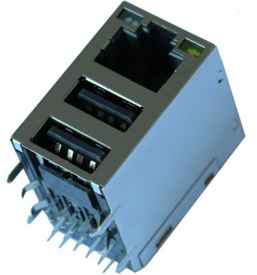 China JFM25U1B-01V3-4F Two Port USB With Rj45 Connectors Gigabyte Ethernet Magnetic for sale