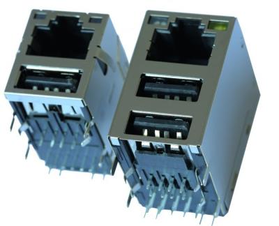 China JFM38U1A-21U5-4 Two Port USB With Rj45 Connectors Gigabyte Ethernet Magnetic for sale