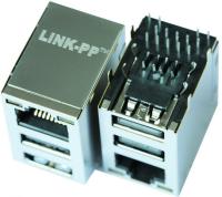 China JFM38U1B-21C4-4F Two Port USB With Rj45 Connectors Gigabyte Ethernet Magnetic for sale