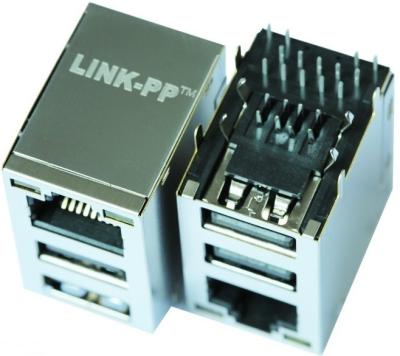 China JFM38U1B-21C4-4F Two Port USB With Rj45 Connectors Gigabyte Ethernet Magnetic for sale