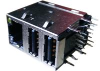China LPJU6650BONL Cross 7497110616 Magjack RJ45 USB Connector 10/100/1000 BaseT for sale