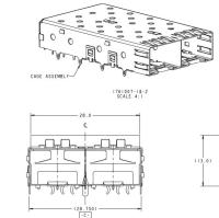 China 1761007-2 SFP Cage 1X2 Port 4GB/S With Lightpipe for sale