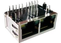 China 7499111421 Multi-port RJ45 Integrated 1x2 10 / 100 Mbps RJ45 MIC3811B-0152W-LF3 for sale