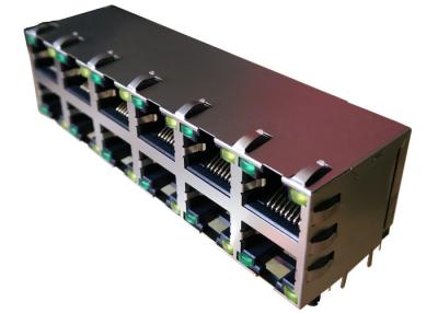 China 0811-2X6R-19-F Stacked 2x6Conn Magjack 12Port 100 Base-T Rj45 Shielded No LED for sale