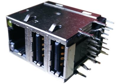 China 08C2-1X1T-36 With Dual USB Conn Magjack 3Port 100 Base-T RJ45 Shielded for sale