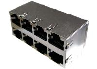 China 0833-2X4R-55-F Stacked 2x4 Conn Magjack 8Port 100 Base-T Rj45 Shielded No LED for sale