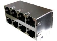 China 0833-2X4R-BU-F Stacked 2x4 Conn Magjack 8Port 100 Base-T Rj45 Shielded for sale