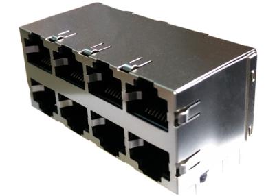 China 0833-2X4R-BU-F Stacked 2x4 Conn Magjack 8Port 100 Base-T Rj45 Shielded for sale