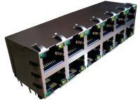 China 0854-2X6R-GK-F Stacked RJ45 2x6 Conn Magjack 1000 Base-T Shielded EMI Finger for sale