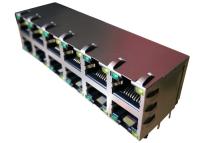 China 0879-2C6R-54 Stacked 2x6 Conn Magjack 12Port 1000 Base-T Shielded EMI Finger for sale