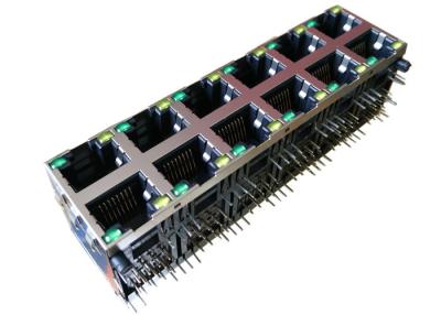 China 0833-2X6R-54-F Stacked RJ45 2x6 Magjack 12Port 1000 Base-T Shielded EMI Finger for sale