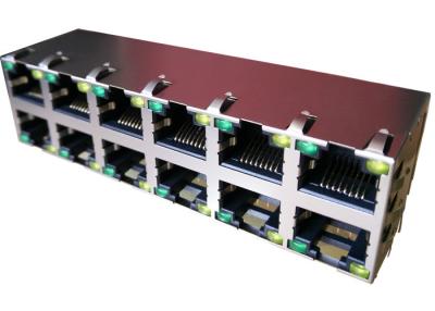 China C850-2G6R-54 Stacked 2x6 Conn Magjack 12Port 1000 Base-T Shielded EMI Finger for sale