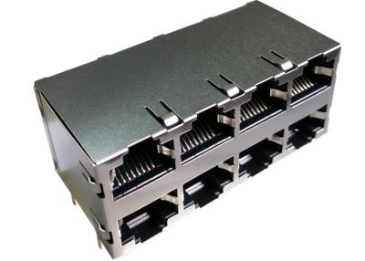 China 0879-2C4R-54 Stacked RJ45 2x4 Magjack 8Port 1000 Base-T Shielded EMI Finger for sale