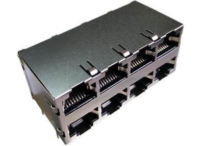 China 0833-2X4R-33-F Stacked 2x4 Conn Magjack 8Port 1000 Base-T Shielded EMI Finger for sale