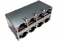 China 0854-2X4R-GK-F Stacked 2x4 Conn Magjack 8Port 1000 Base-T Shielded EMI Finger for sale