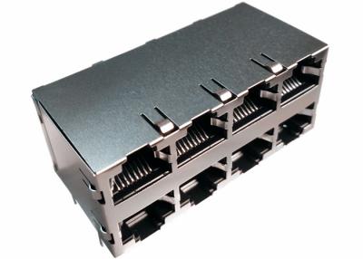 China 0854-2X4R-GK-F Stacked 2x4 Conn Magjack 8Port 1000 Base-T Shielded EMI Finger for sale
