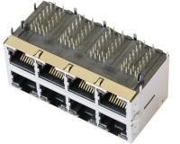 China 0895-2C4R-GK Stacked 2x4 Conn Magjack 8Port 1000 Base-T Shielded EMI Finger for sale