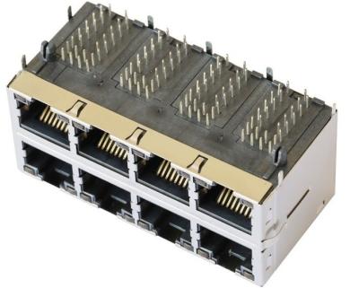 China 0895-2C4R-GK Stacked 2x4 Conn Magjack 8Port 1000 Base-T Shielded EMI Finger for sale