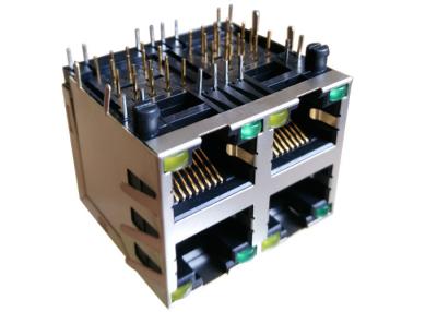 China C850-2C2R-54 Stacked RJ45 Magjack 4Port 1000 Base-T Through Hole Angle Right for sale