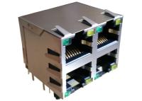 China 0879-2C2R-54 Stacked RJ45 Magjack 4Port 1000 Base-T Through Hole Angle Right for sale
