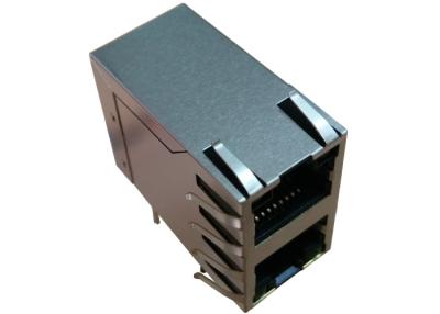 China 0843-2C1T-33-F Stacked RJ45 Magjack 2x1 Port 1000 Base-T Through Hole for sale