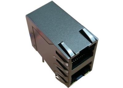 China 0843-2B1T-33-F Stacked RJ45 Magjack 2x1 Port 1000 Base-T Through Hole for sale