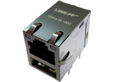 China 0821-1B1T-43-F RJ45 USB Connector Conn Magjack 2Port 1000 Base-T Shielded for sale