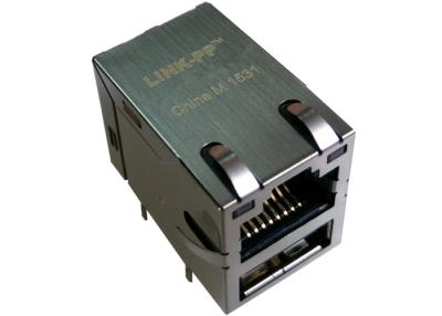 China 0821-1C1T-43-F RJ45 USB Connector Conn Magjack 2Port 1000 Base-T Shielded for sale