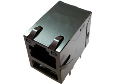 China 0821-1G1T-43-F RJ45 USB Connector Conn Magjack 2Port 1000 Base-T Shielded for sale