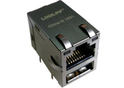 China 0821-1D1T-43-F RJ45 USB Connector Conn Magjack 2Port 1000 Base-T Shielded for sale