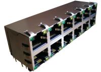 China DA6T10303 Stacked RJ45 10/100/1000 Base-T 2x6 Integrated Magnetics Connector for sale