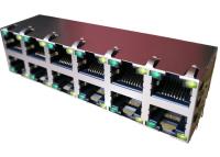 China DA4T103G3 Stacked RJ45 10/100/1000 Base-T 2x6 Integrated Magnetics Connector for sale