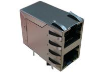 China Stacked RJ45 Modular Jack DU1T202A3 / DU1T202B3 Rj45 2x1 Magnetics 10/100Base-T for sale