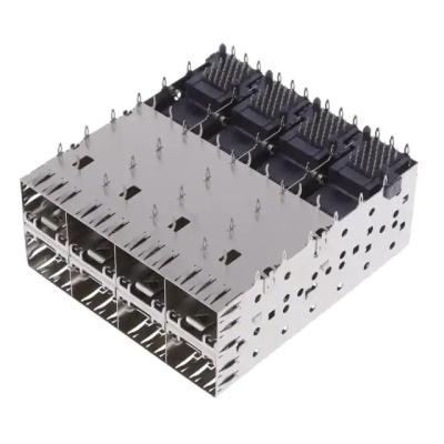 China 1658390-2 SFP Cage 2x4 Port 16 GB/S Through Hole 160 20 X 8 Position for sale