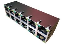 China KA-0802-10N Stacked RJ45 Modular jack 2x6 Port 8P8C LAN 10/100BaseT for sale