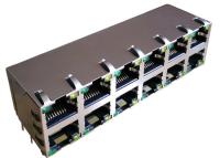 China XFGIB100DPOL-STACK12-4 Stacked RJ45 Modular jack 2x6 Port 8P8C LAN 10/100BaseT for sale