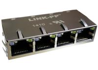 China ARJM14A4-805-AA-CW2 Multi - Port  RJ45 Jack 1X4 Tab Up 2.5G Base-T Shielded for sale