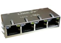 China 0826-1D4T-M1-F Multi-port RJ45 jack 1x4 lan Rj-45 Port Gigabit Magjack Tab-up for sale