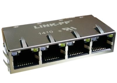 China 0826-1D4T-M1-F Multi-port RJ45 jack 1x4 lan Rj-45 Port Gigabit Magjack Tab-up for sale