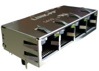 China 0810-1XX4-03 Quad Port Shielded RJ-45 Connector With Integrated 10/100 Magnetics for sale
